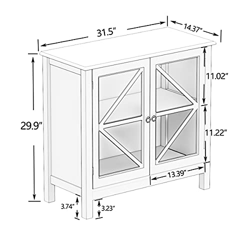 RASOO Sideboard Cabinet Display Buffet Storage Cabinet with Double Framed Glass Doors Entry Cabinet for Home Kitchen Dining Room, Cupboard Console Table, Espresso