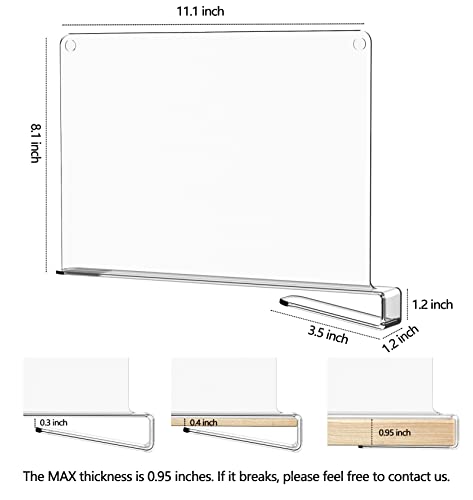 HBlife 6 Pack Clear Shelf Dividers, Vertical Purse Organizer for Closet Perfect for Sweater, Shirts, Handbags in Bedroom and Kitchen, Adjustable Acrylic Bookshelf for Organization