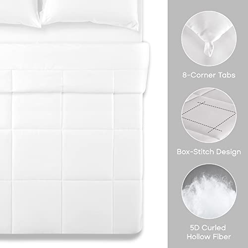 Sonive All Season Comforter Soft Fluffy Breathable Microfiber 200gsm Down Alternative Bedding Duvet Insert with 8 Corner Tabs Easy Care (White, Full/Queen)