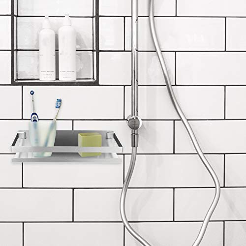 Cabilock Wall Mounted Shower Caddy Basket Shelf Shampoo Holder Organizer for Bathroom Kitchen (Sliver)