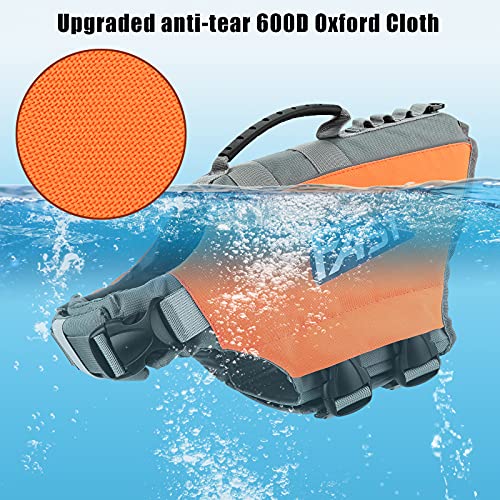 Ownpets Dog Life Jacket, Reflective Dog Safety Vest Adjustable Pet Life Preserver with Strong Buoyancy and Durable Rescue Handle for Swimming, Surfing, Boating,X-Large