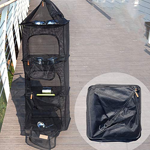 BESPORTBLE Foldable 4 Layers Hanging Drying Net Hanging Dryer Net with Zipper for Outdoor Exquisite Home Accessories