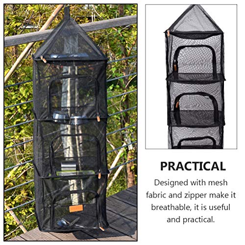 BESPORTBLE Foldable 4 Layers Hanging Drying Net Hanging Dryer Net with Zipper for Outdoor Exquisite Home Accessories