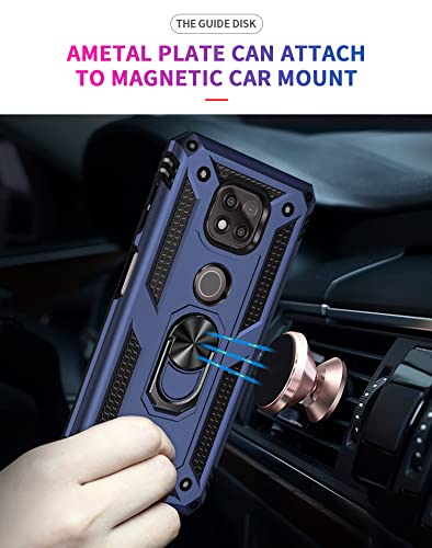SKTGSLAMY for Moto G Power 2021 Case,with Screen Protector,[Military Grade] 16ft. Drop Tested Cover with Magnetic Kickstand Car Mount Protective Case for Motorola Moto G Power 2021, Blue