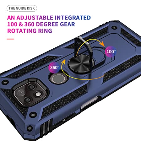 SKTGSLAMY for Moto G Power 2021 Case,with Screen Protector,[Military Grade] 16ft. Drop Tested Cover with Magnetic Kickstand Car Mount Protective Case for Motorola Moto G Power 2021, Blue