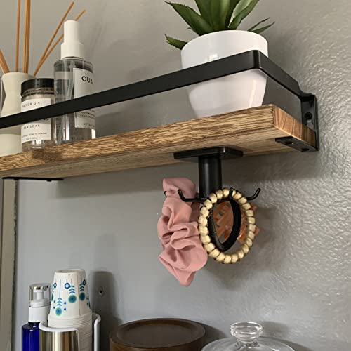 Beecora Spinning Storage Hook Organizer -Under Cabinet or Shelf 6 Hooks-in-One Adhesive Hangers for Hanging Kitchen Utensil Holder Jewelry Closet Keys Home Office Kids Bath Room [1PK BLK]