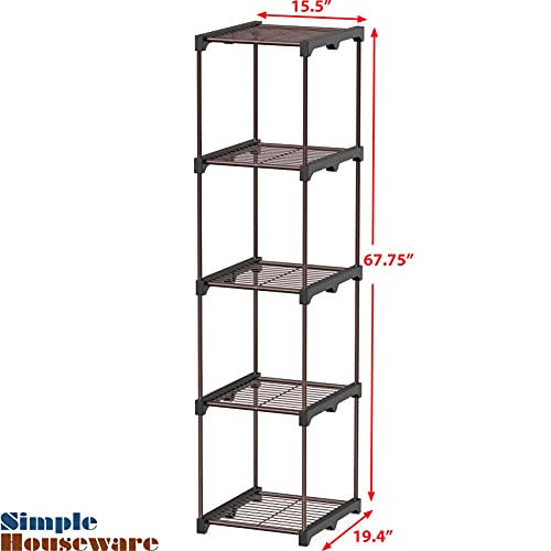 Simple Houseware Storage Shelves Multipurpose 5-Tier Freestanding Closet Organizer Kitchen Tower Rack, Bronze