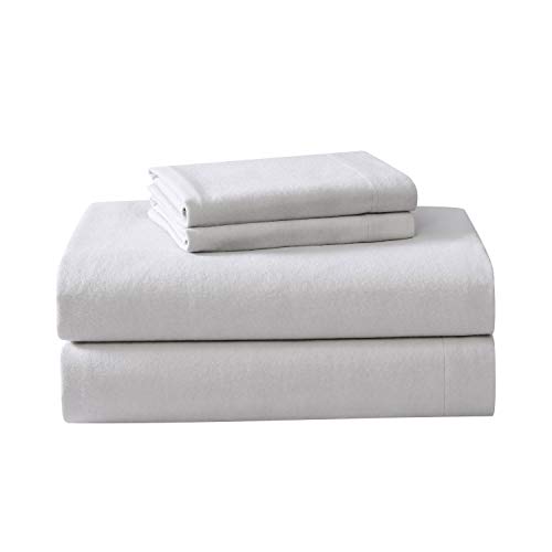 Laura Ashley Home - King Sheets, Cotton Flannel Bedding Set, Brushed for Extra Softness & Comfort (Grey, King)