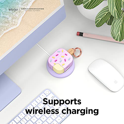 elago Ice Cream Case Compatible with AirPods 3rd Generation Case - Compatible with AirPods 3 Case Cover, Carabiner Included, Supports Wireless Charging, Shock Resistant, Full Protection (Blueberry)