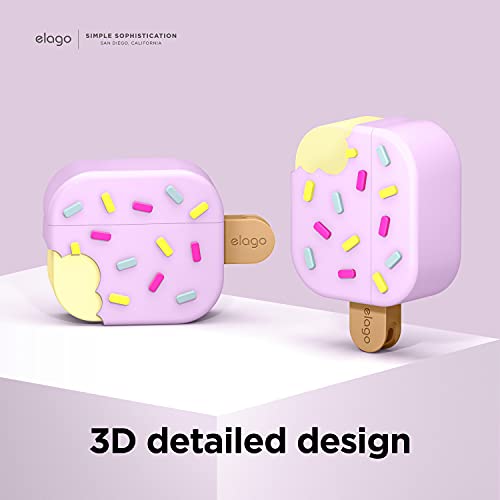 elago Ice Cream Case Compatible with AirPods 3rd Generation Case - Compatible with AirPods 3 Case Cover, Carabiner Included, Supports Wireless Charging, Shock Resistant, Full Protection (Blueberry)