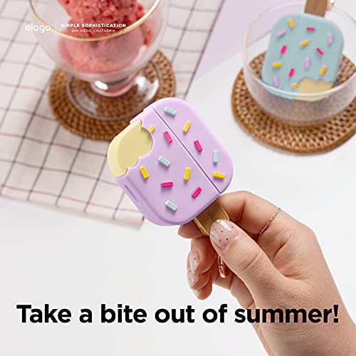 elago Ice Cream Case Compatible with AirPods 3rd Generation Case - Compatible with AirPods 3 Case Cover, Carabiner Included, Supports Wireless Charging, Shock Resistant, Full Protection (Blueberry)