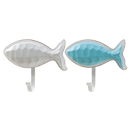 Garneck 2pcs Nautical Wall Hooks Fish Shaped Towel Robe Coat Hat Hooks Hangers Key Hooks for Nautical Coastal Beach Seaside Home Wall Decorations( Random Color)