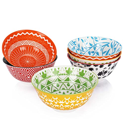 Vivimee Small Ceramic Bowls Set of 6, 10 oz Colorful Dessert Bowls, Ice Cream Bowls, Stackable Snack Bowls for Ice Cream, Snack, Rice, Condiments, Side Dishes, Yogurt, Microwave Dishwasher Safe