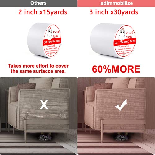 Multiple Sizes (3X30 Yards) Cat Training Tape, Double-Sided Cat Tape,Anti Cat Scratch Tape,cat Deterrent Tape,100% Transparent Clear,Stop Cats Scratching Your Couch, Doors Carpet, Furniture
