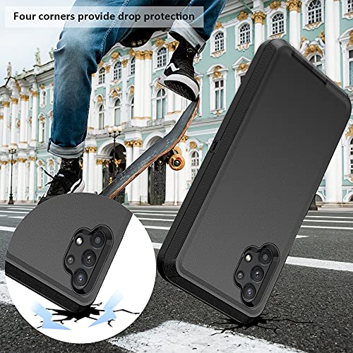 TENCO Compatible with Samsung Galaxy A32 5G Case,with Screen Protectors,Heavy Duty Rugged Shockproof Full Body Protection Kickstand Case Belt Clip Holster for 5G(Black), SM-A326B, SM-A326BDS