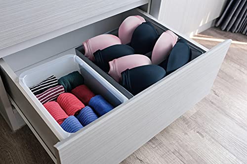 2 Pack Bra Storage Organizers for Dresser Drawers, Fabric Foldable underwear Storage, Washable Lingerie Organizers, Grey¡