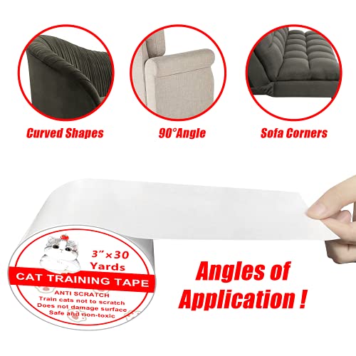 Multiple Sizes (3X30 Yards) Cat Training Tape, Double-Sided Cat Tape,Anti Cat Scratch Tape,cat Deterrent Tape,100% Transparent Clear,Stop Cats Scratching Your Couch, Doors Carpet, Furniture
