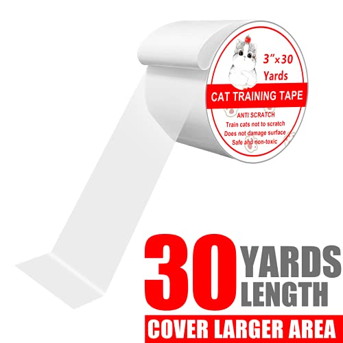 Multiple Sizes (3X30 Yards) Cat Training Tape, Double-Sided Cat Tape,Anti Cat Scratch Tape,cat Deterrent Tape,100% Transparent Clear,Stop Cats Scratching Your Couch, Doors Carpet, Furniture