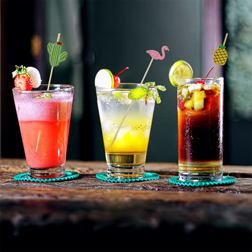 Cocktail Picks 200 Counts Handmade Sticks Wooden Natural Bamboo Toothpicks Cocktail Sticks Party Supplies (Flamingo)…