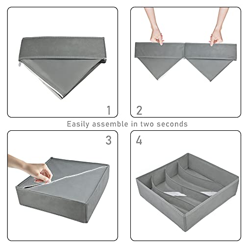2 Pack Bra Storage Organizers for Dresser Drawers, Fabric Foldable underwear Storage, Washable Lingerie Organizers, Grey¡
