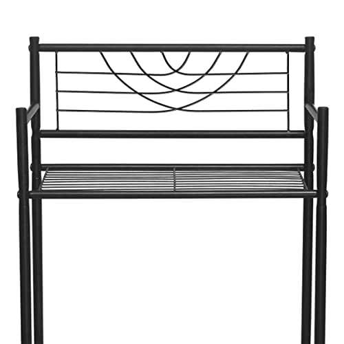 Kimzda 3-Tier Metal Shelf Free Standing Bathroom Tower Storage Rack Corner Rack for Bathroom Laundry Kitchen Office, with 4 Pieces Coat Hook, Black