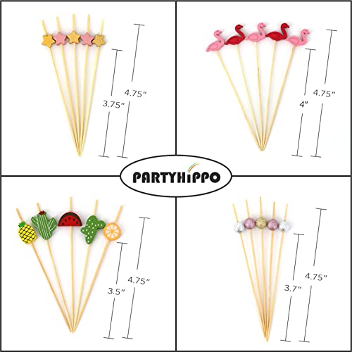 Cocktail Picks 200 Counts Handmade Sticks Wooden Natural Bamboo Toothpicks Cocktail Sticks Party Supplies (Flamingo)…