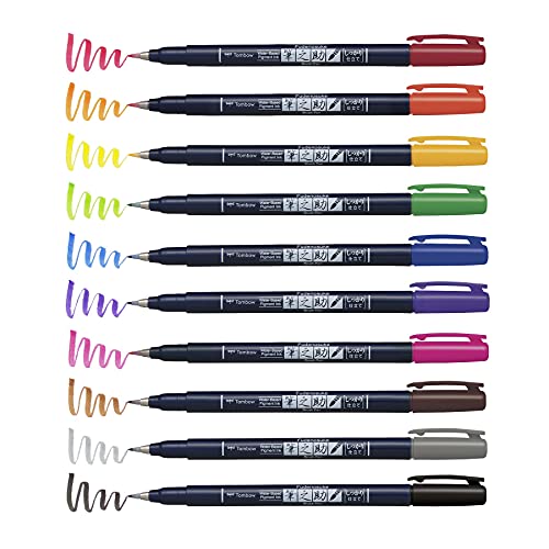 Tombow 56429 Fudenosuke Colors Brush Pens, 10-Pack