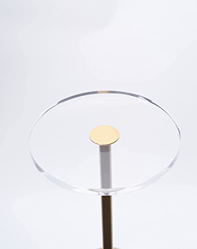 Artmaze Clear Acrylic End Table,Brushed Brass Metal,Side Table for Office,Nightstand for Living Room and Bedroom,Easy Assembly,12x12 inch,21.3 inch high