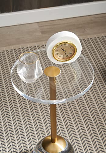 Artmaze Clear Acrylic End Table,Brushed Brass Metal,Side Table for Office,Nightstand for Living Room and Bedroom,Easy Assembly,12x12 inch,21.3 inch high