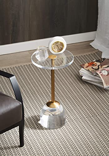 Artmaze Clear Acrylic End Table,Brushed Brass Metal,Side Table for Office,Nightstand for Living Room and Bedroom,Easy Assembly,12x12 inch,21.3 inch high