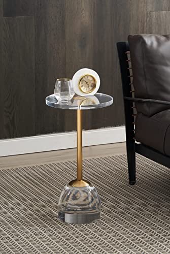 Artmaze Clear Acrylic End Table,Brushed Brass Metal,Side Table for Office,Nightstand for Living Room and Bedroom,Easy Assembly,12x12 inch,21.3 inch high