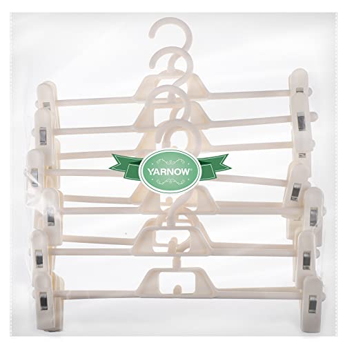 YARNOW Pants Hangers, 10PCS Adjustable Clothes Hangers, Adjustable Clips Pants Hanger, Slack, Trouser, Jeans, Towels for Newborn, Adults Clothes,Cream White