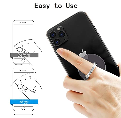 anzyzz Cell Phone Ring Holder Stand, Transparent Phone Ring Holder Finger Kickstand 360° Rotation Phone Ring Finger Grip Compatible with All Smartphones(Silver&Rose Gold Diamond)