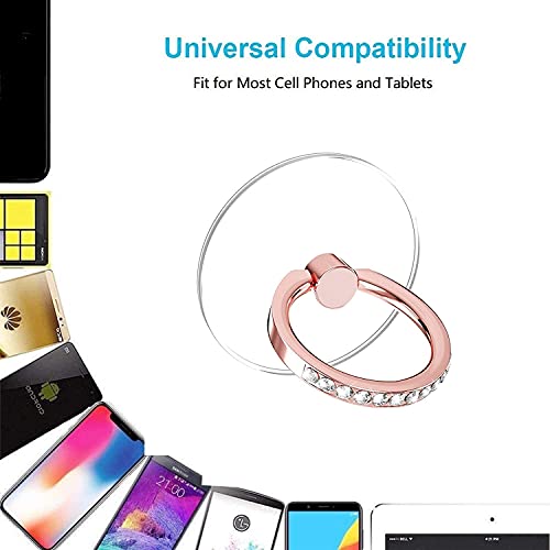 anzyzz Cell Phone Ring Holder Stand, Transparent Phone Ring Holder Finger Kickstand 360° Rotation Phone Ring Finger Grip Compatible with All Smartphones(Silver&Rose Gold Diamond)