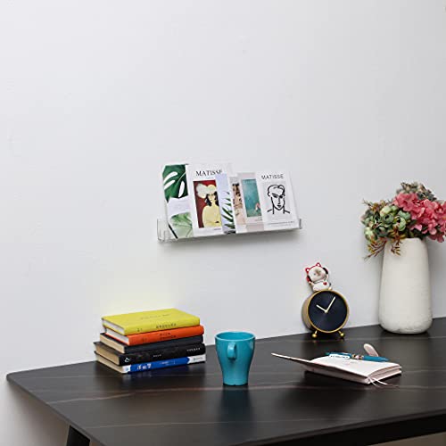 Cq acrylic 4 Pack Acrylic Clear Floating Bookshelf for Kids Room,15" Invisible Wall Mounted Hanging Book Shelves, U Modern Picture Ledge Display Toy Storage Vinyl Record Wall Shelf,Clear