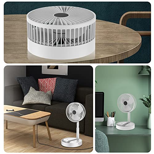 Maelifu Folding Fan Quiet 3- Speed Wind Highly Stretchable Simulated Natural Wind 180 ° Adjustment Battery Powered or USB Powered Home Desk Bedroom Portable Travel Mini Decorative Fan (White) (White)