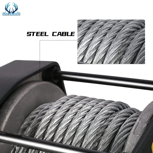 REINDEER New 12V Winch 3000 lb Load Capacity Electric Winch Kit for ATV UTV Steel Cable Wire Rope with Hawse Fairlead Waterproof IP67 with Wireless Remotes
