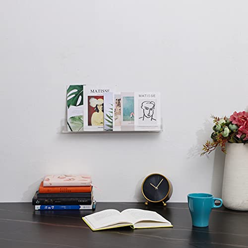 Cq acrylic 4 Pack Acrylic Clear Floating Bookshelf for Kids Room,15" Invisible Wall Mounted Hanging Book Shelves, U Modern Picture Ledge Display Toy Storage Vinyl Record Wall Shelf,Clear