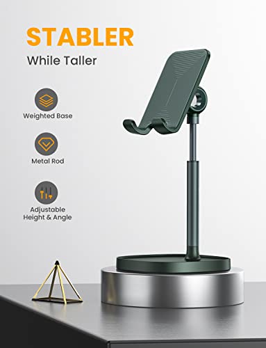 LISEN Cell Phone Stand,Angle Height Adjustable Stable Cell Phone Stand for Desk,Sturdy Aluminum Metal Phone Holder (Green)