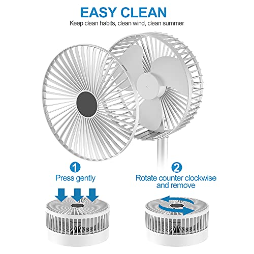 Maelifu Folding Fan Quiet 3- Speed Wind Highly Stretchable Simulated Natural Wind 180 ° Adjustment Battery Powered or USB Powered Home Desk Bedroom Portable Travel Mini Decorative Fan (White) (White)