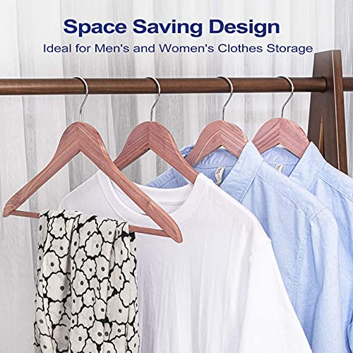 FairyHaus Natural Cedar Wooden Coat Hangers 18Pack & Wicker Baskets for Organizing 3Pack