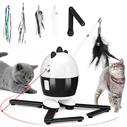 Frebento Cat Toys Interactive, Cat Light Toy and Cat Feather Toys 2 in 1, Recharge Cat Exercise Toys for Indoor Cats Automatic Cat Toys Interactive for Kitten