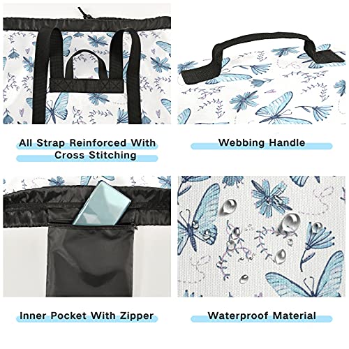 JUMBEAR Butterfly Laundry Backpack with Shoulder Straps Multifunctional Clothes Hamper Laundry Bag with Drawstring Closure for College, Travel, Laundromat, Apartment