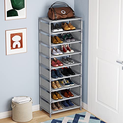 Tribesigns Vertical Shoe Rack, 9 Tiers Narrow Shoe Shelf 18 Pairs Slim Shelf for Shoes Narrow Shoe Rack for Small Space