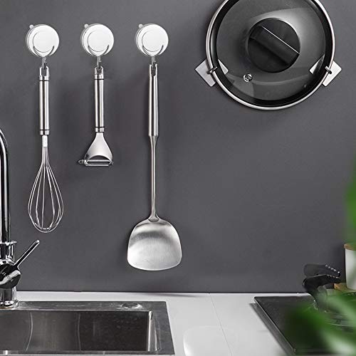 Powerful Vacuum Suction Cup Hooks, 2 Pack Heavy Duty Removable Waterproof Shower Hooks for Towel Bathrobe Coat, Strong Stainless Steel Hooks for Bathroom Kitchen, No Drilling Towel Hanger
