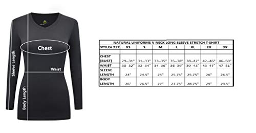Natural Uniforms Women's Under Scrub Tee V-Neck Long Sleeve T-Shirt-3-Pack (Large, White)