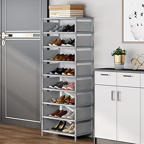 Tribesigns Vertical Shoe Rack, 9 Tiers Narrow Shoe Shelf 18 Pairs Slim Shelf for Shoes Narrow Shoe Rack for Small Space