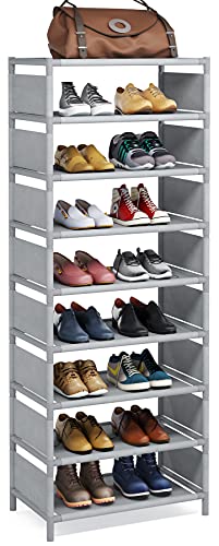 Tribesigns Vertical Shoe Rack, 9 Tiers Narrow Shoe Shelf 18 Pairs Slim Shelf for Shoes Narrow Shoe Rack for Small Space