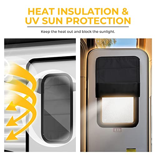 BougeRV RV Door Shade Cover, Foldable RV Sun Shade Windshield Blackout Shower Curtains Coverage RV Accessories Fits for Most RV Interior Door Window Oxford Materials Black (25" X 16")