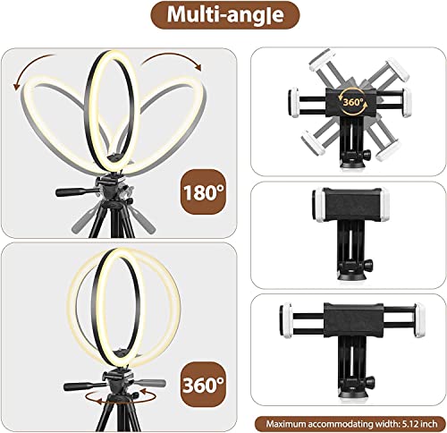 Upgraded 10” Ring Light with Stand and Phone Holder, Dimmable Led Phone Ringlight for Photography/Selfie/Video Recording/Makeup/Live Stream, Compatible with Phones, Webcams and Cameras